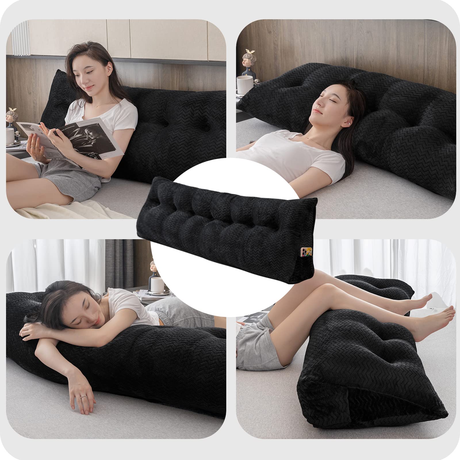 ZOEMO Large Bolster Triangular Headboard Wedge Backrest Positioning Support Bed Rest Reading Pillows Headboard Wedge Pillows for Day Bed Bunk Bed with Removable Cover, California King(71x8x20 Inches)