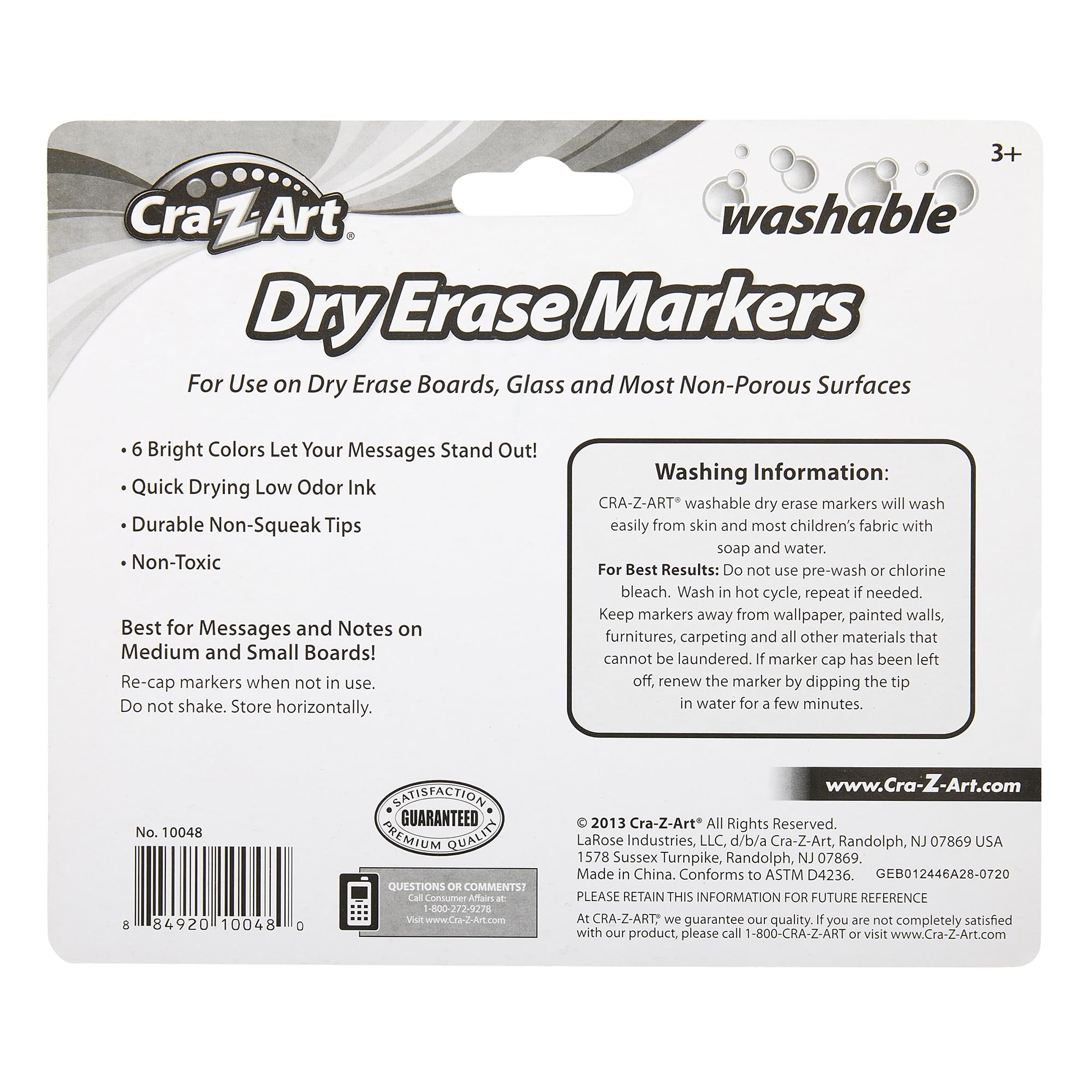Cra-Z-Art Kids Washable Broadline Dry Erase Markers, 6 Count
