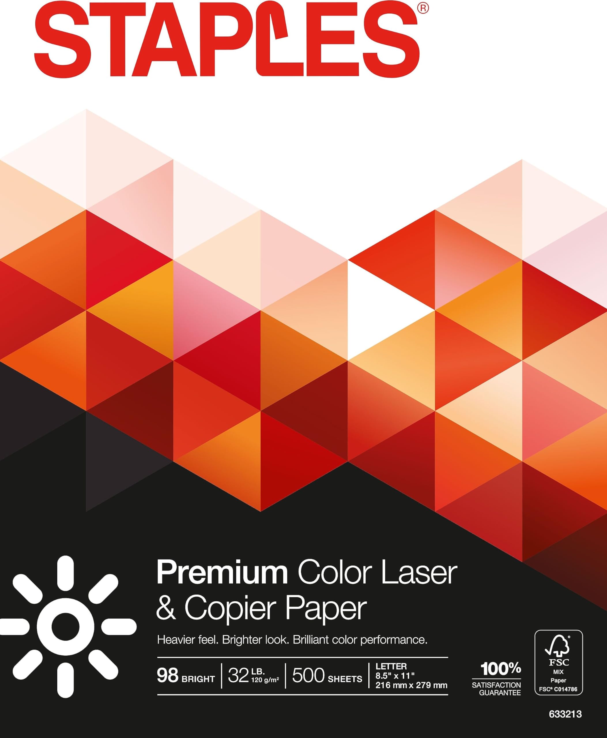 Staples 633213 8.5-Inch X 11-Inch Laser Paper 32 Lbs. 98 Brightness 500/Rm (85047/86047)