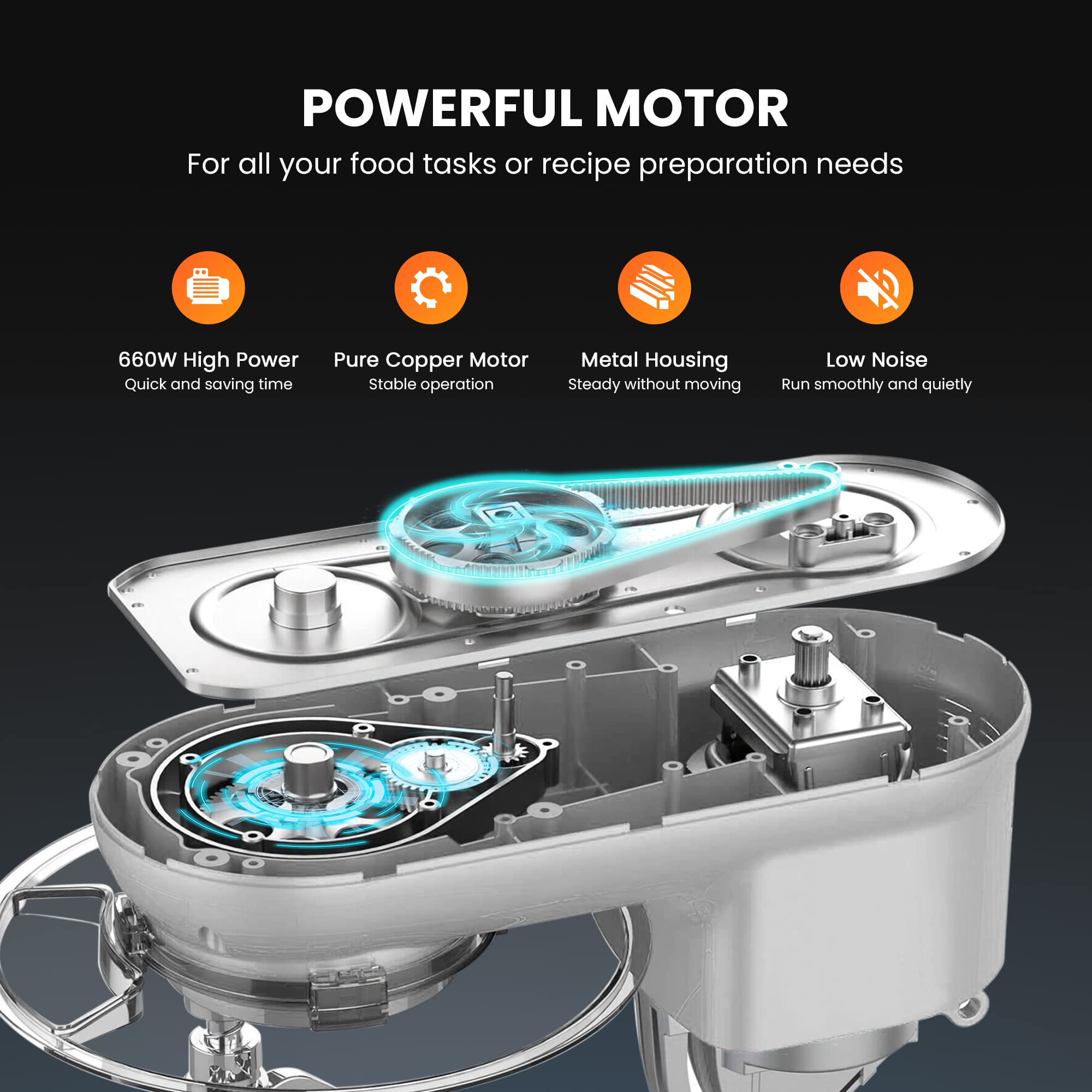 VIVOHOME Stand Mixer, 660W 10 Speed 6 Quart Tilt-Head Kitchen Electric Food Mixer with Beater, Dough Hook, Wire Whip and Egg Separator, Silver