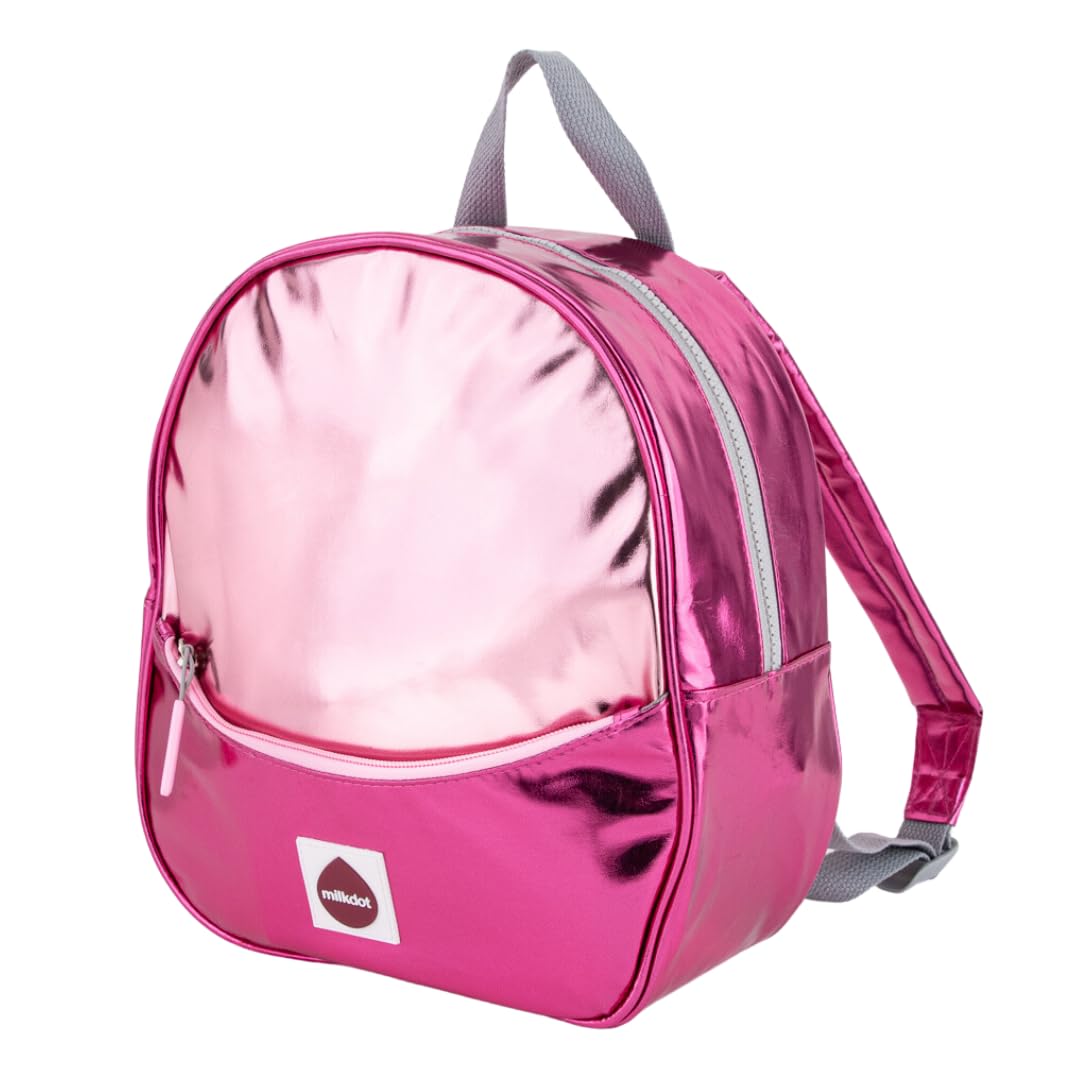 Milkdot Designer Mini Backpack, Vegan Leather, Perfect for Women, Men, Boys, Girls, Stylish for kids ages 3+ (Pink)