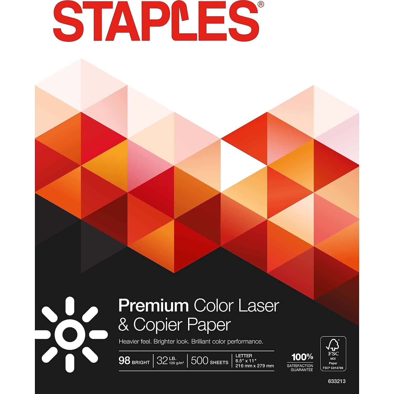 Staples 633213 8.5-Inch X 11-Inch Laser Paper 32 Lbs. 98 Brightness 500/Rm (85047/86047)