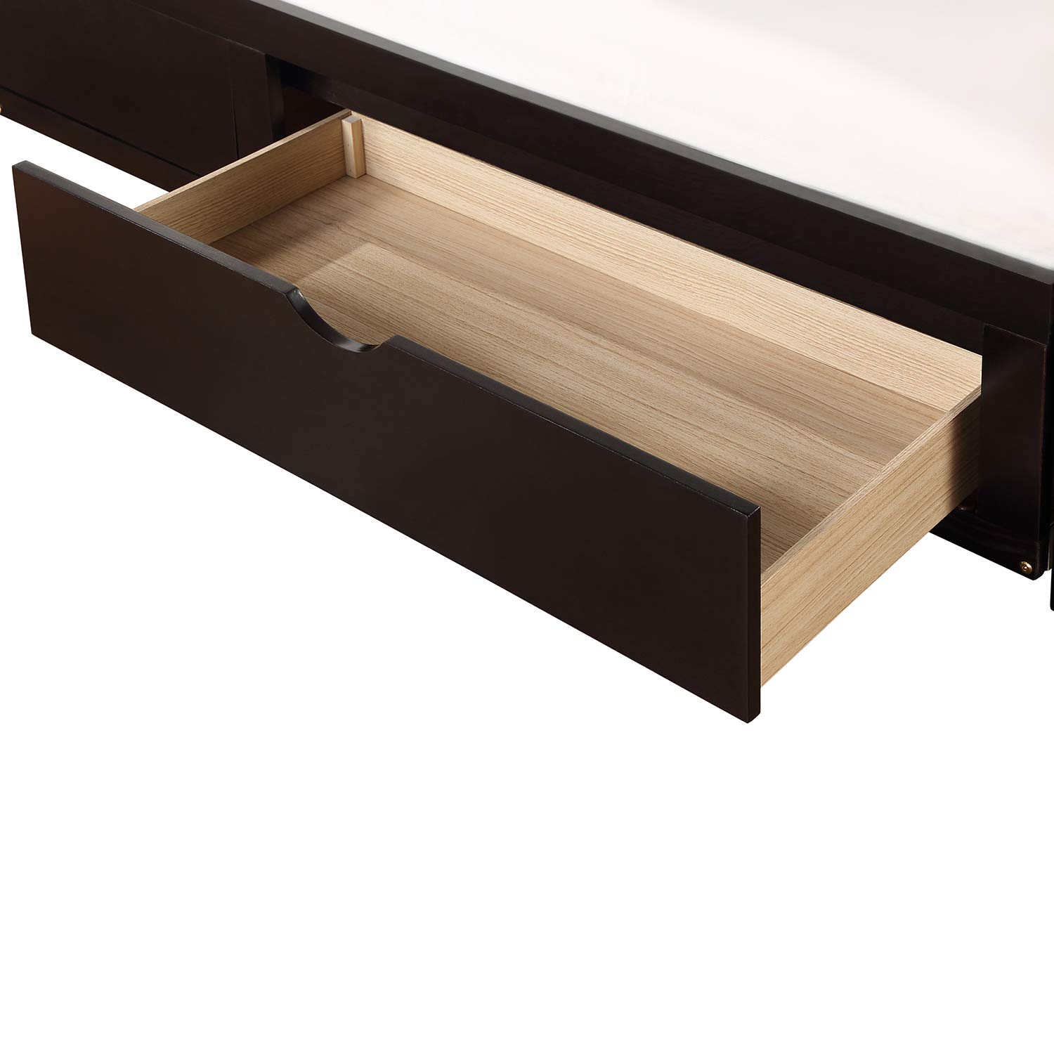 LERFAN Wooden Daybed Extendable Bed with Trundle Bed and Two Storage Drawers, can be Expanded from Twin Size to King Size, 78.2" L x 79" W x 23.2" H Espresso