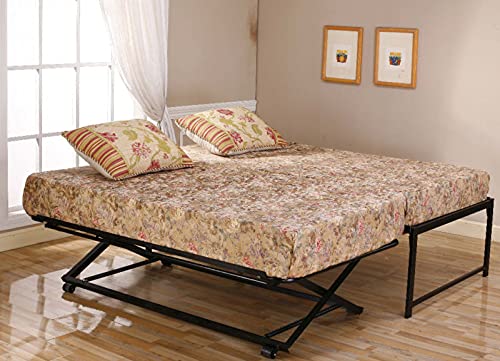Kings Brand Furniture - Twin Size Black Metal High Riseer Platform Daybed with Pop Up Trundle