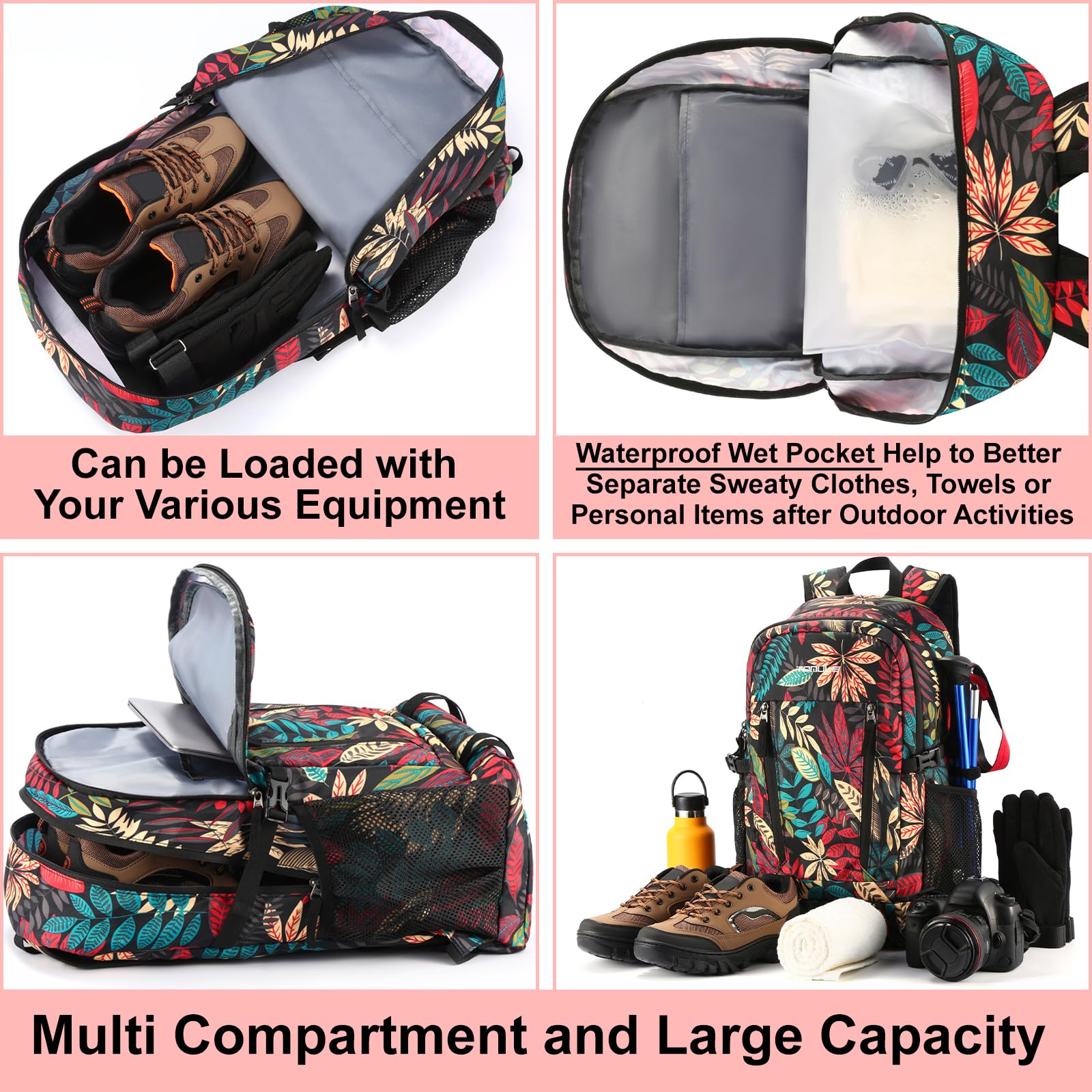 TOMULE Camping Hiking Daypacks, 40L Lightweight Packable Hiking Backpack Travel Backpack for Women Men