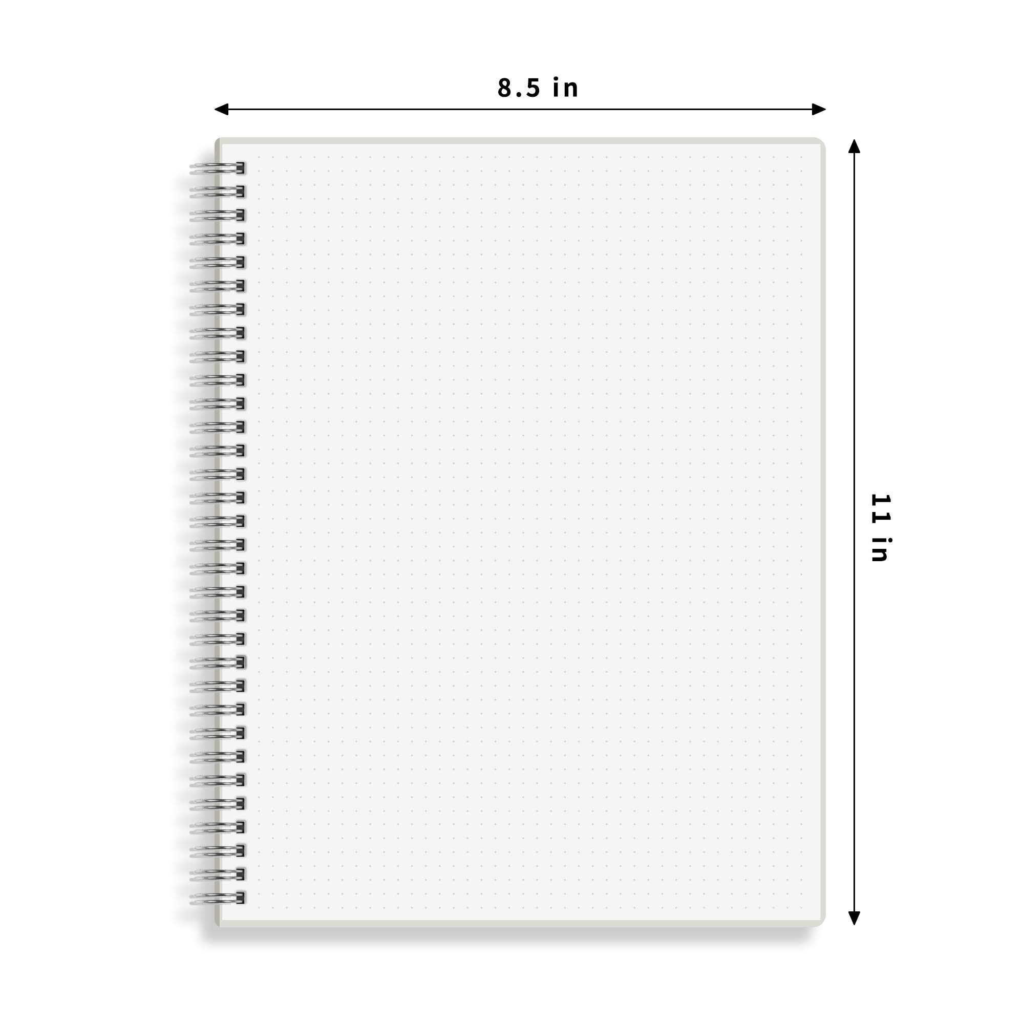 HULYTRAAT Large Dot Grid Spiral Notebook, 8.5" x 11", Premium 100 gsm Ivory White Paper, Sturdy See-Through Cover, 128 Dotted Pages per Book (2 Pack) for Home, School, Office, Artist Writing/Drawing