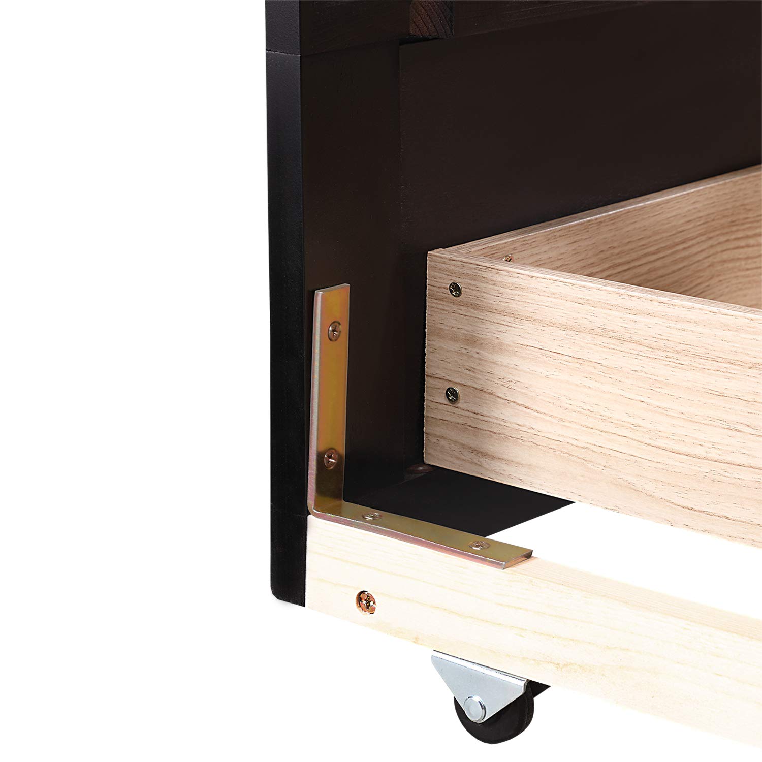 LERFAN Wooden Daybed Extendable Bed with Trundle Bed and Two Storage Drawers, can be Expanded from Twin Size to King Size, 78.2" L x 79" W x 23.2" H Espresso