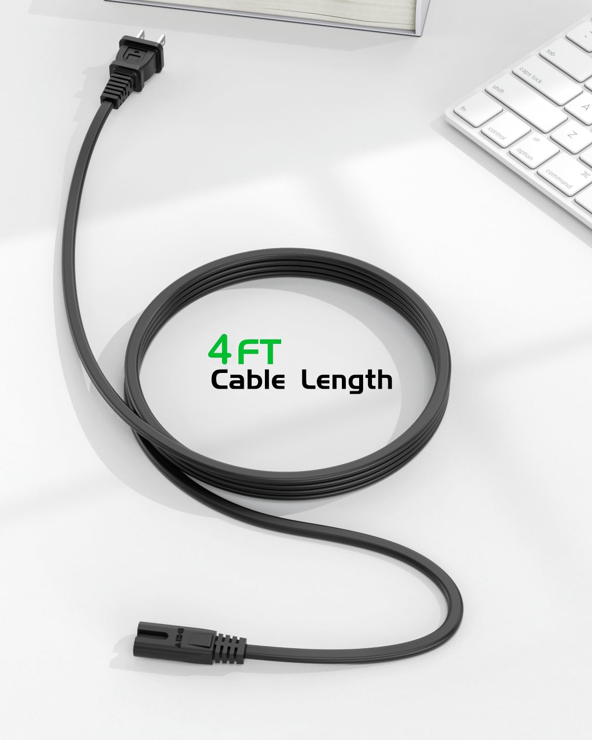 2 Prong TV Power Cord Cable Replacement for LG TCL Samsung Insignia Sony Sharp JVC Toshiba Hisense Roku LCD LED Smart HD TV
