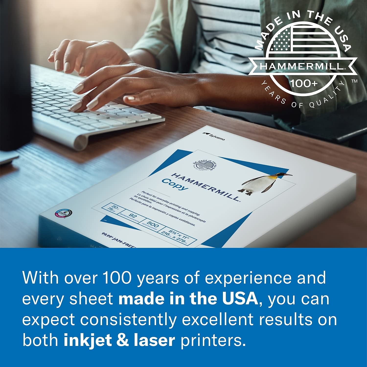 Hammermill Premium Laser Print 8.5-inch x 11-inch 3-Hole Punched Multipurpose Paper, 24 lbs., 98 Brightness, 500 Sheets/Ream (107681)