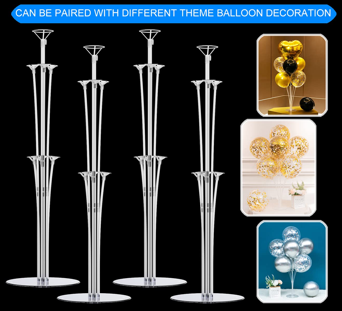 LANGXUN 2 Set 28" Height Table Balloon Stand Kit for Birthday Party Decorations and Wedding Decorations, Happy Birthday Balloons Decorations for Party and Christmas Balloon Decorations