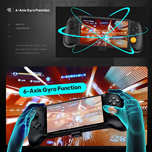 YOUHODA Ergonomic Nintendo Switch/Switch OLED Controller Grip for Handheld Mode with 6-Axis Gyro, Back Button Mapping, Vibration, PD Fast Charge