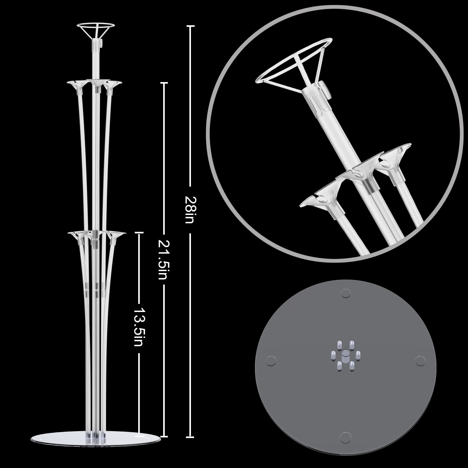 LANGXUN 2 Set 28" Height Table Balloon Stand Kit for Birthday Party Decorations and Wedding Decorations, Happy Birthday Balloons Decorations for Party and Christmas Balloon Decorations