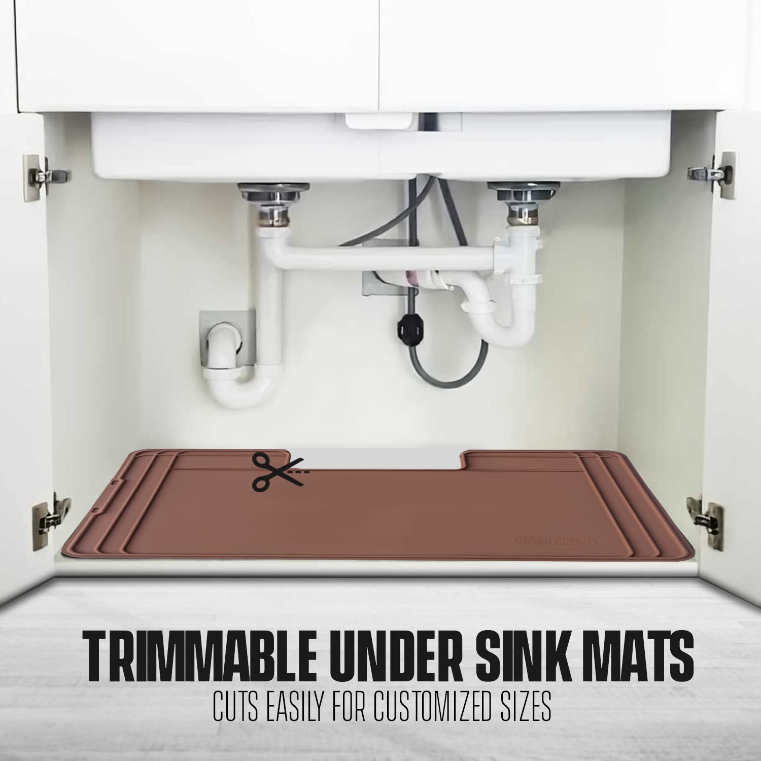 Croc Liner Under Sink Mat Waterproof Cabinet Liner for Kitchen and Bathroom Cabinets, Utility Mat (Cool Gray)