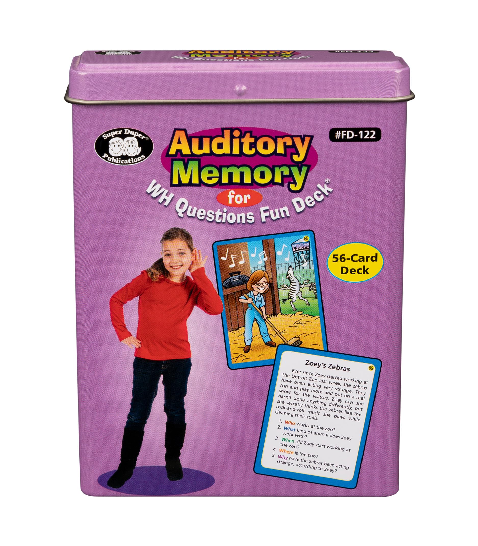Super Duper Publications | Auditory Memory for WH Questions Fun Deck | Listening Comprehension Flash Cards | Educational Learning Materials for Children