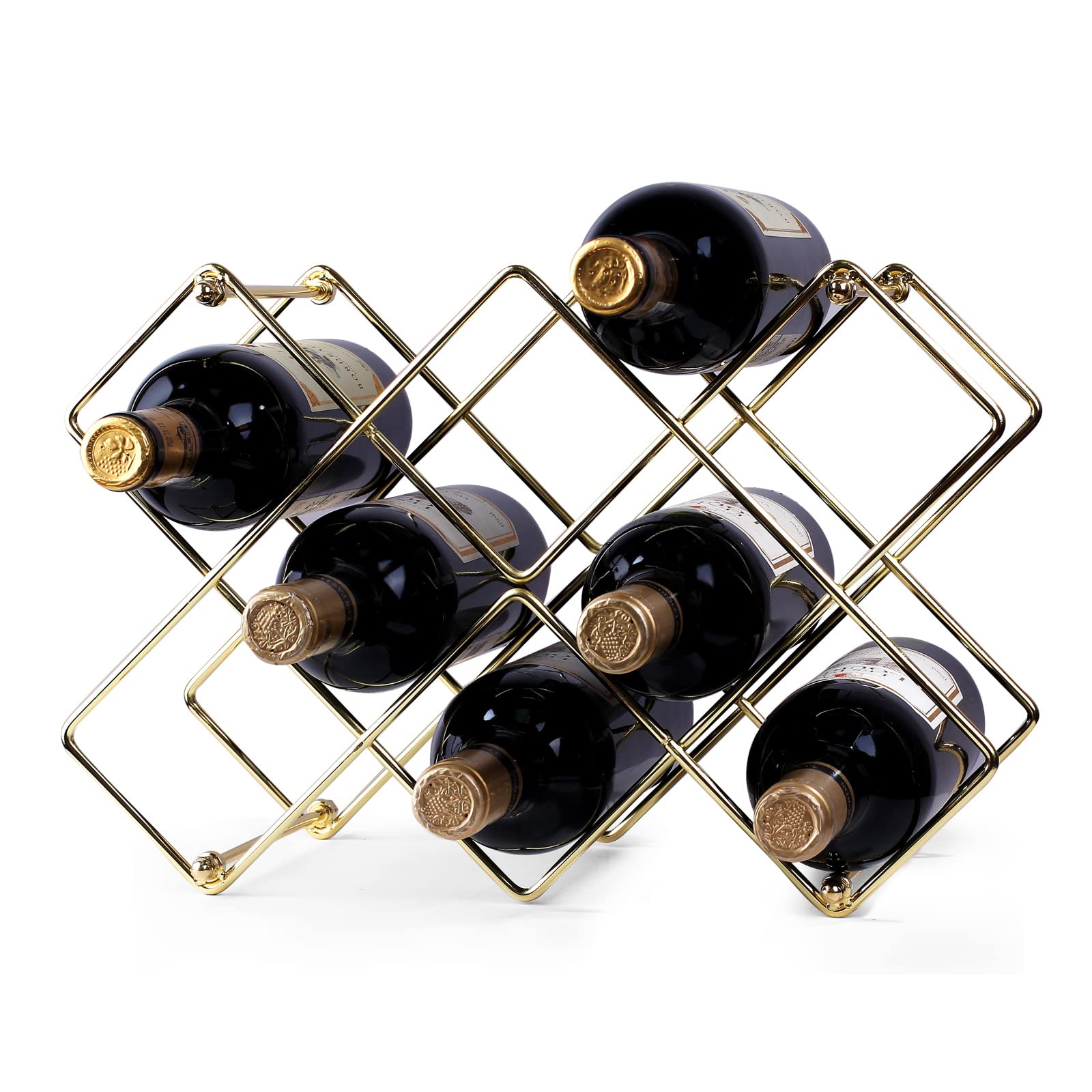 Drincarier 10 Bottle Wine Rack Freestanding Wine Rack,Wine Holder for Red White Wine Storage-Countertop Wine Rack-Metal Tabletop Wine Rack, Gold