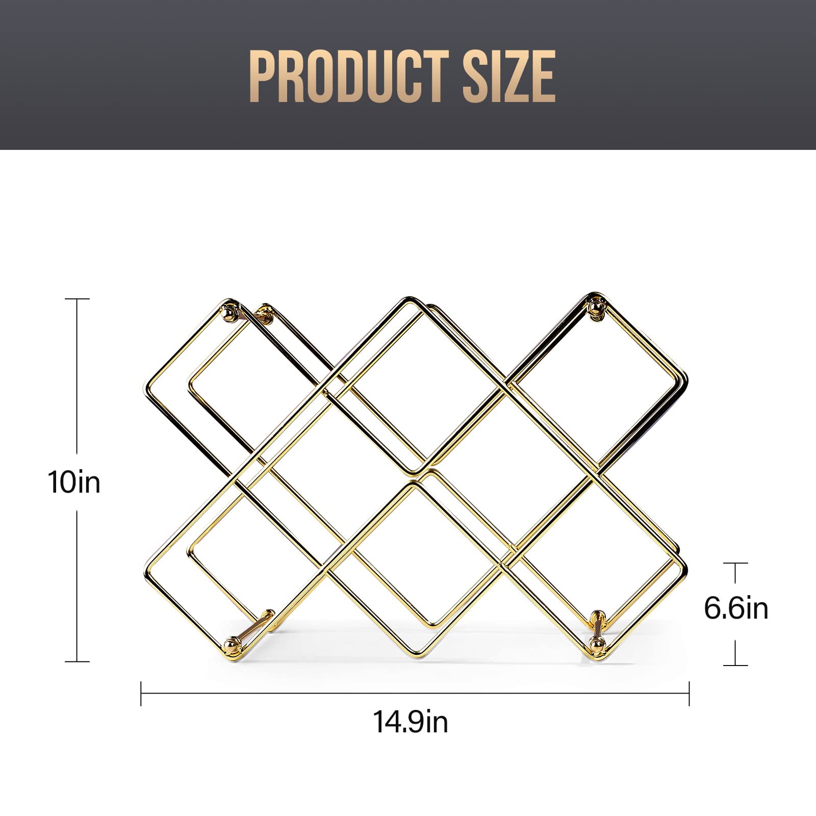 Drincarier 10 Bottle Wine Rack Freestanding Wine Rack,Wine Holder for Red White Wine Storage-Countertop Wine Rack-Metal Tabletop Wine Rack, Gold