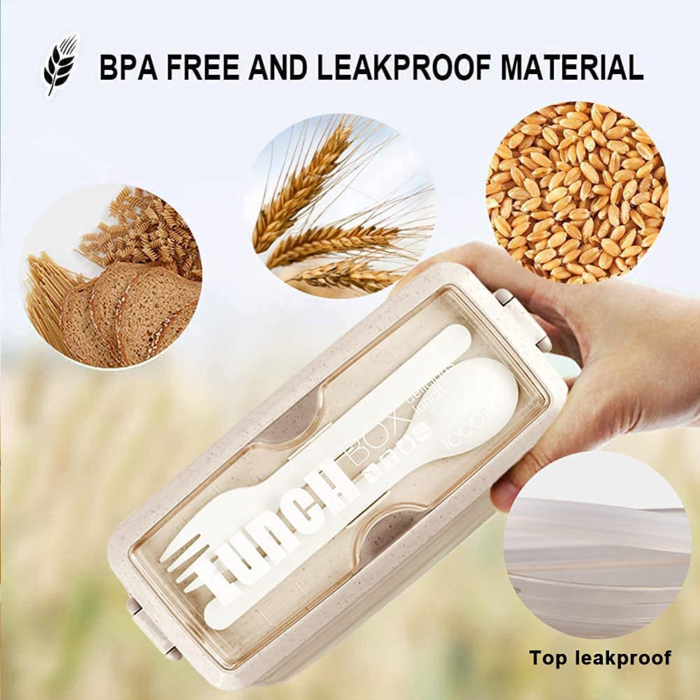 Stackable Bento Box with Lunch Bag, 3 Compartment Japanese Lunch Containers, Wheat Straw, All-in-1 Bento Lunch Box Kit for Adult Meal Prep Lunch Snack by Iteryn