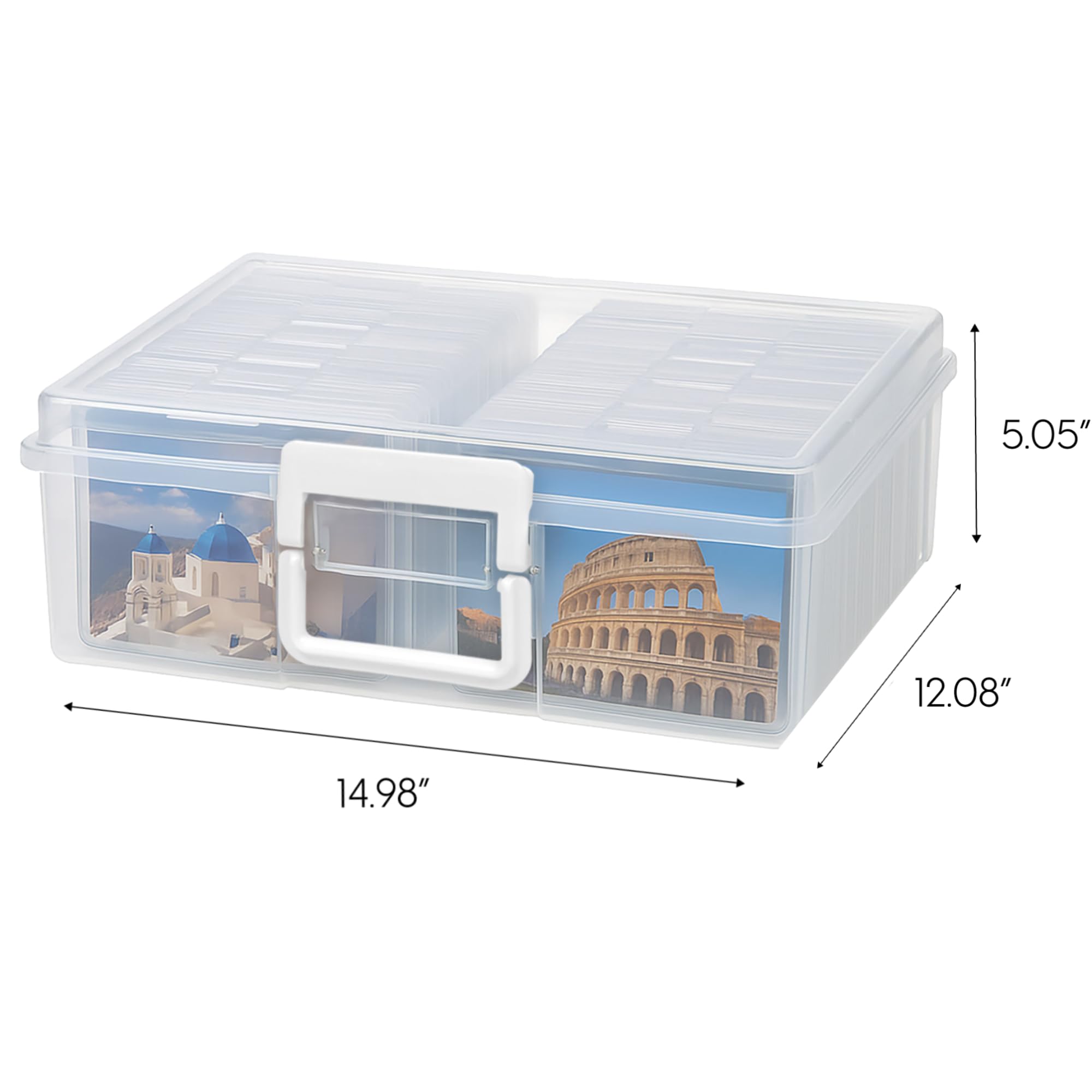 IRIS USA 4" x 6" Photo Storage Craft Keeper, 2 Pack, Main Container with 16 Organization Cases for Pictures, Crafts, Scrapbooking, Stationery Storage, Protection and Organization, Clear