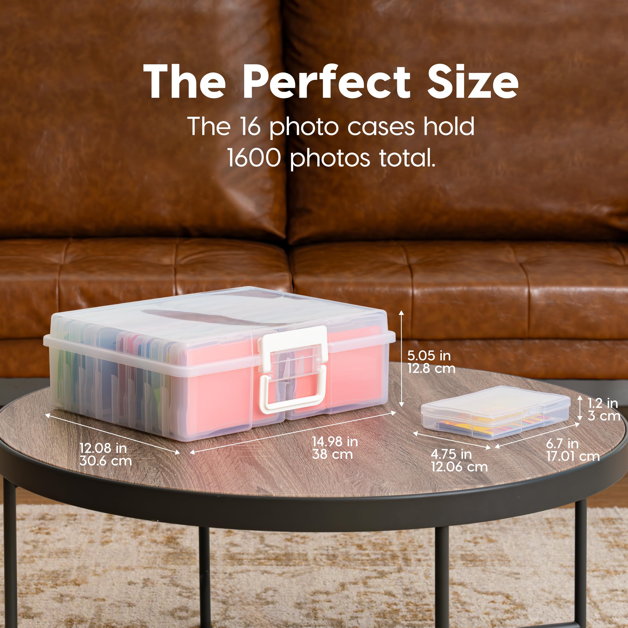 IRIS USA 4" x 6" Photo Storage Craft Keeper, 2 Pack, Main Container with 16 Organization Cases for Pictures, Crafts, Scrapbooking, Stationery Storage, Protection and Organization, Clear