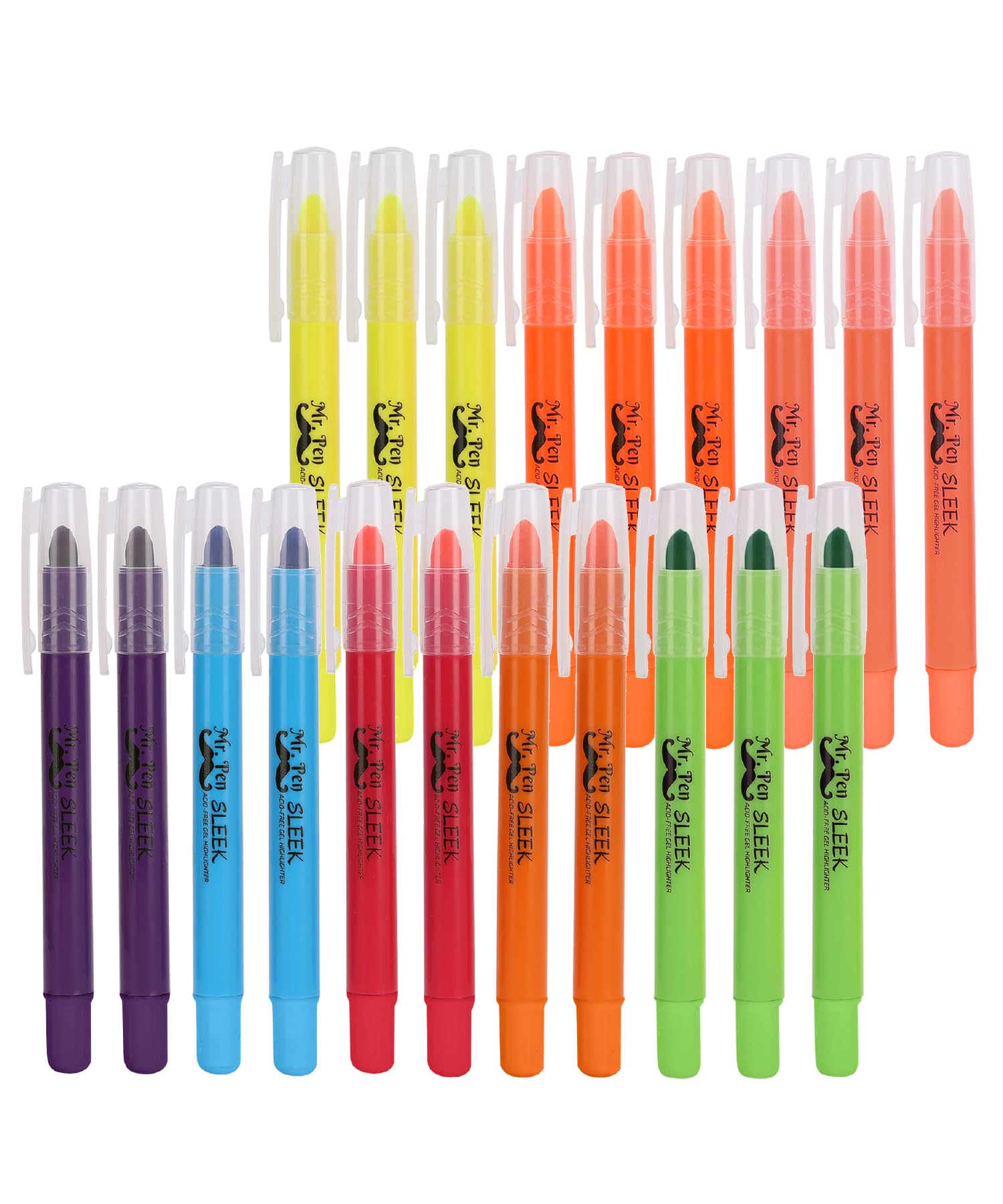Mr. Pen No Bleed Gel Highlighter, Bible Highlighters, Assorted Colors, Pack of 20