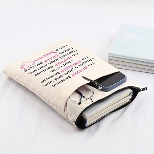 UJIMS Breast Cancer Awareness Gifts Pink Hope Ribbon Book Covers I Am A Survivor Book Protector Gift Warrior Gift (Breast Cancer Book Sleeve)