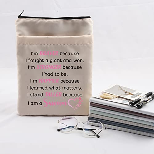 UJIMS Breast Cancer Awareness Gifts Pink Hope Ribbon Book Covers I Am A Survivor Book Protector Gift Warrior Gift (Breast Cancer Book Sleeve)