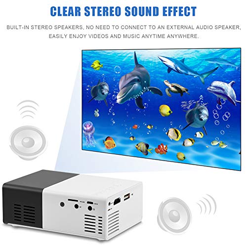 Mini Projector, Stylish Portable LED Movie Projector 1080P HD HDMI Multimedia Player, Suitable for Outdoor Recreation, Home Theaters(US-A)