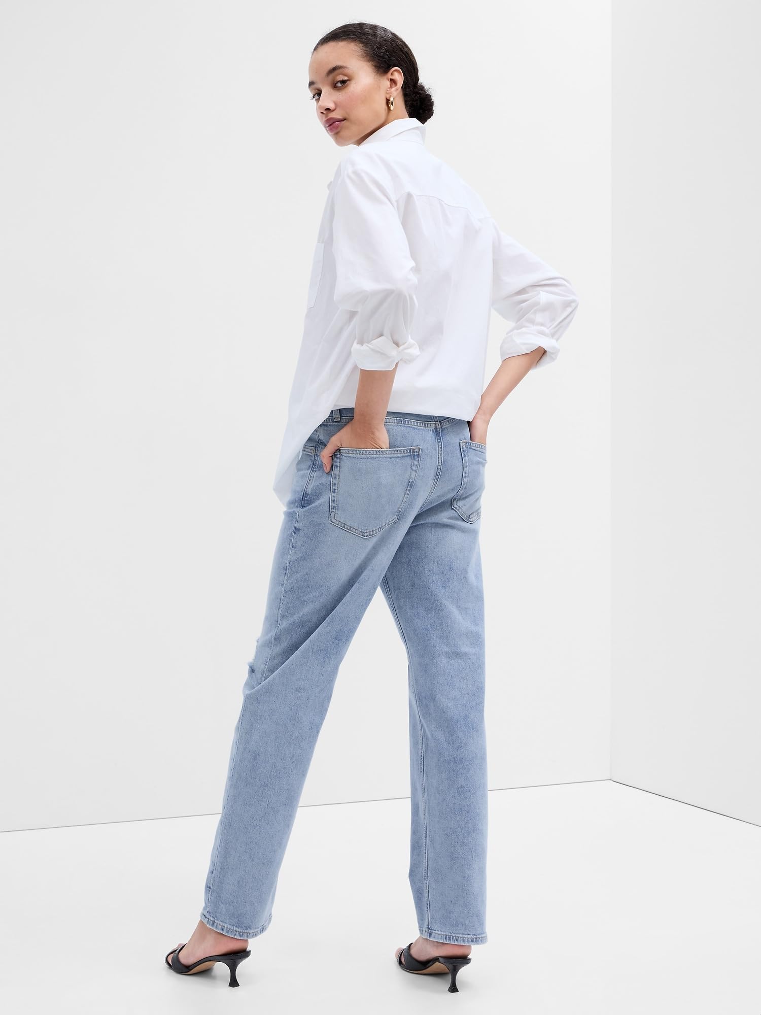 GAP Womens High Rise Loose Jeans Light Wash Christy 32 Reg