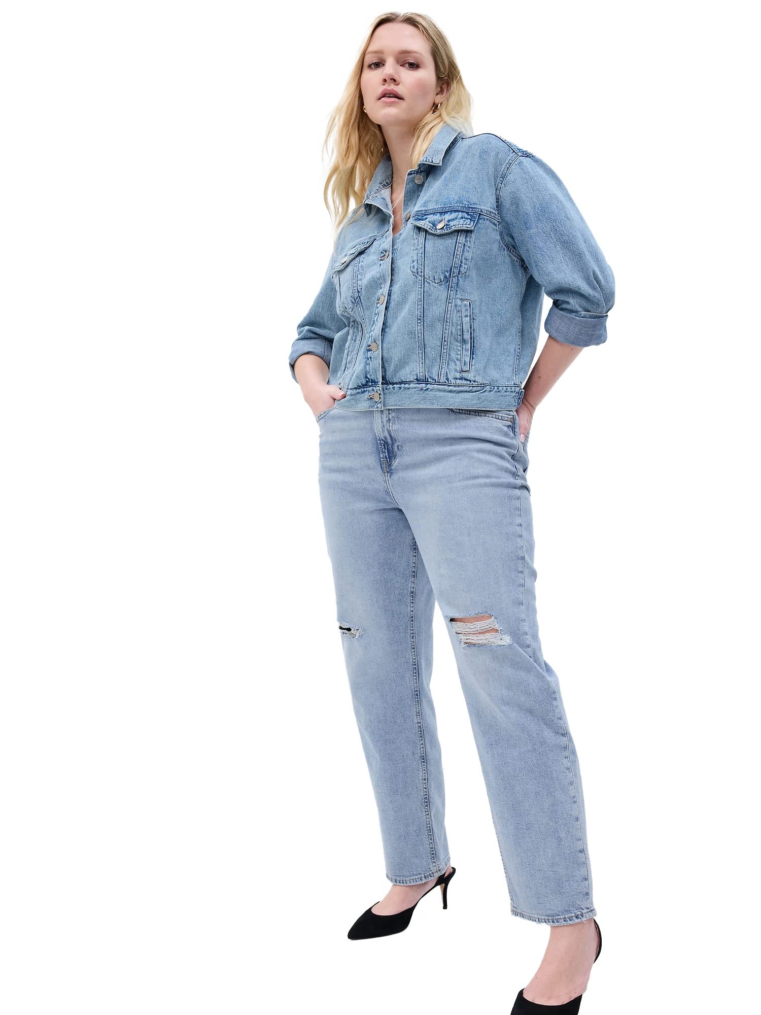 GAP Womens High Rise Loose Jeans Light Wash Christy 32 Reg