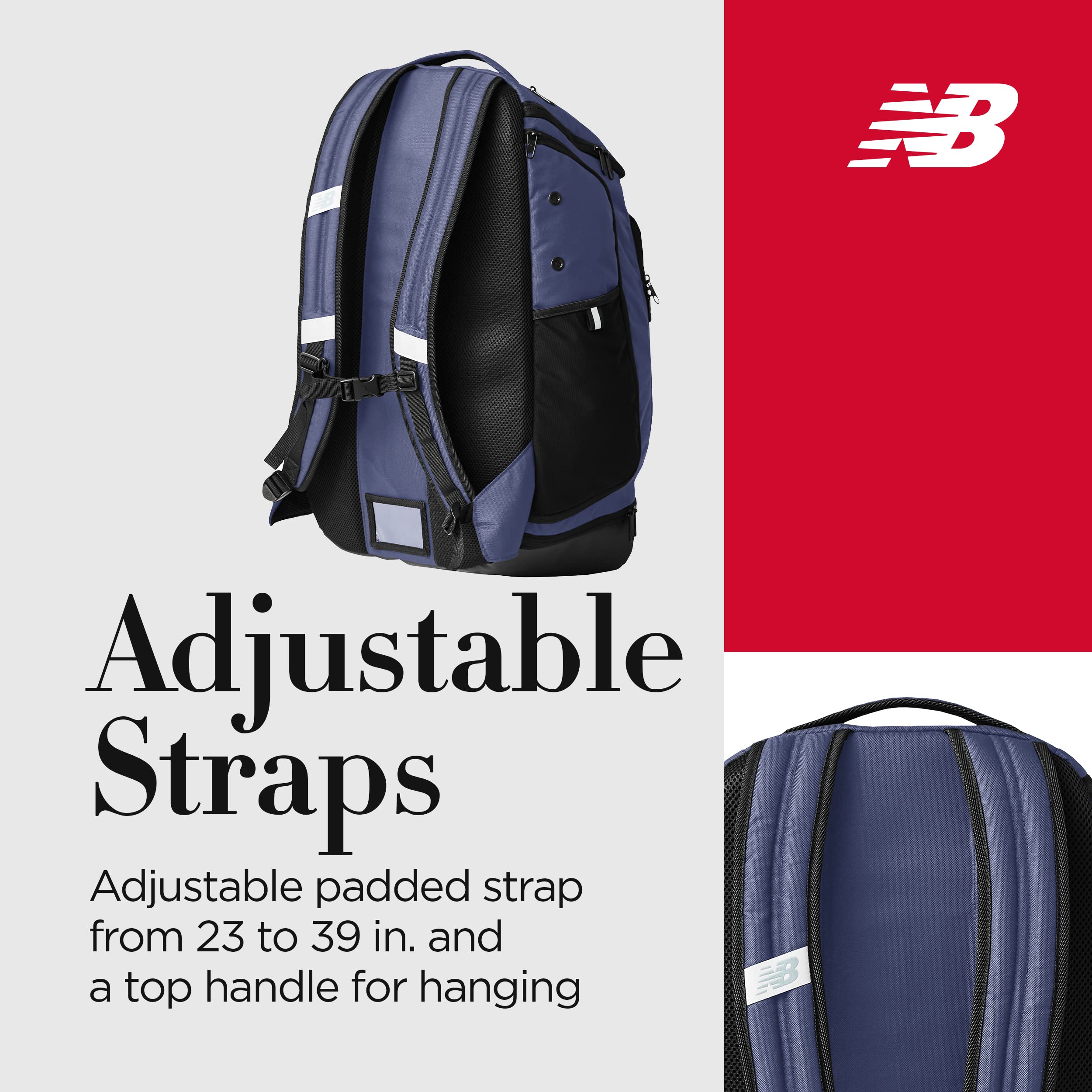 New Balance Sports Backpack, Team Travel Gym Bag for Men and Women, Grey, One Size