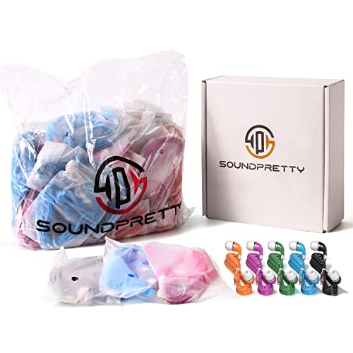 SP SOUNDPRETTY Kids Earbuds with Microphone 30 Pack, Bulk Earphones Headphones with Microphone Stereo Disposable Earbuds for Kids Students Classroom Schools