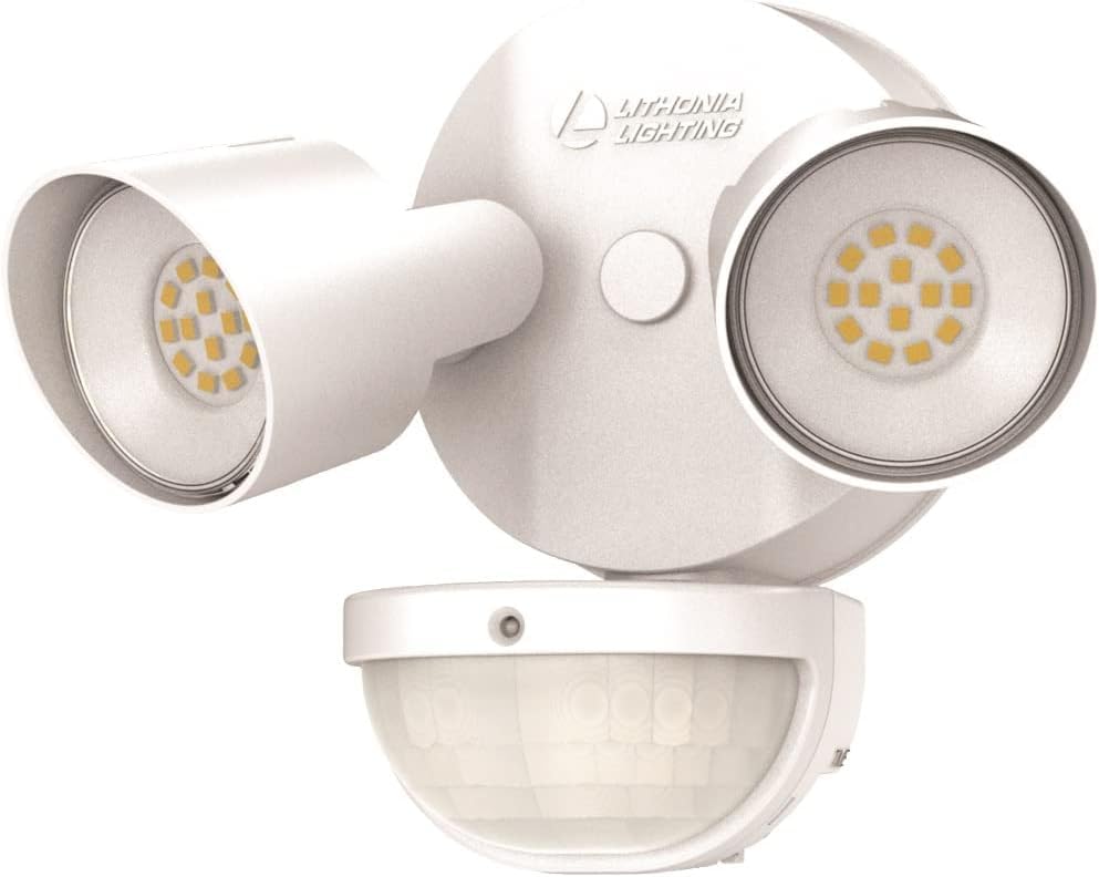 Lithonia Lighting HGX LED 2RH 40K 120 MO WH M2 HomeGuard Security Flood Lights, 4000 Lumens, 2-Light, Photocell Sensor and Motion Detection, White
