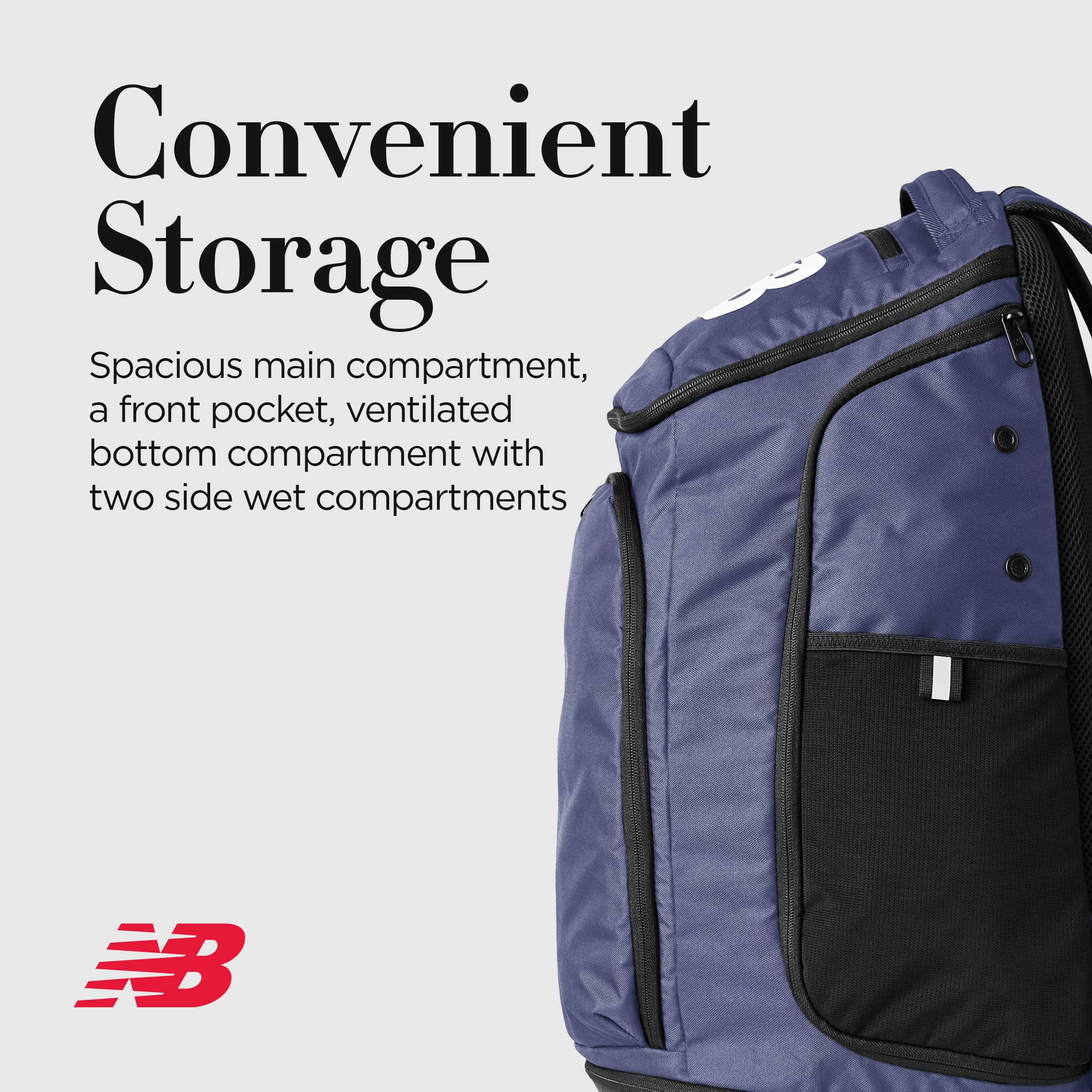New Balance Sports Backpack, Team Travel Gym Bag for Men and Women, Grey, One Size