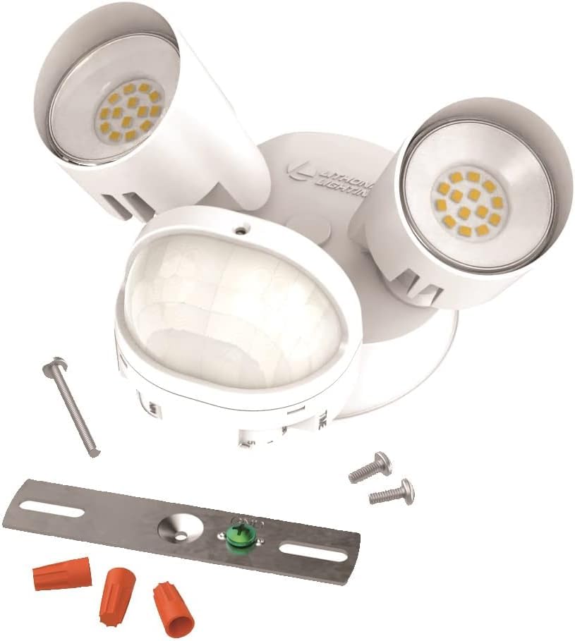 Lithonia Lighting HGX LED 2RH 40K 120 MO WH M2 HomeGuard Security Flood Lights, 4000 Lumens, 2-Light, Photocell Sensor and Motion Detection, White