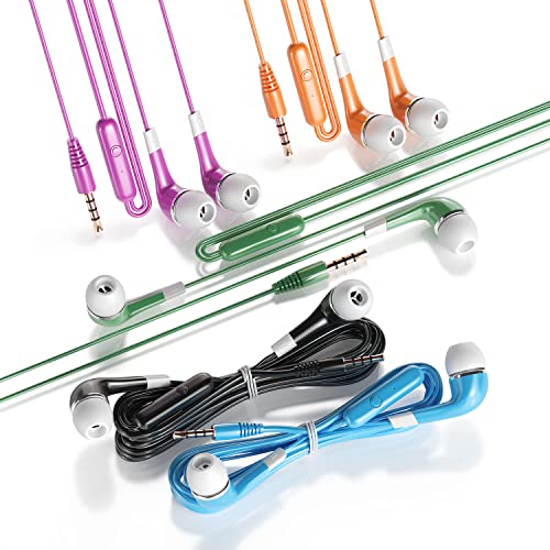 SP SOUNDPRETTY Kids Earbuds with Microphone 30 Pack, Bulk Earphones Headphones with Microphone Stereo Disposable Earbuds for Kids Students Classroom Schools