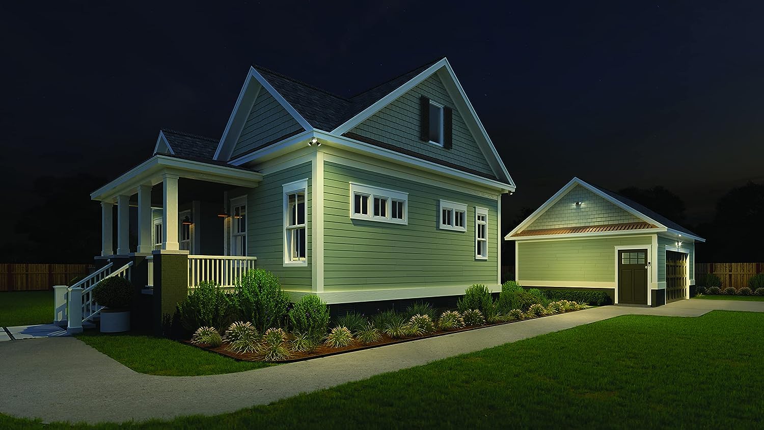 Lithonia Lighting HGX LED 2RH 40K 120 MO WH M2 HomeGuard Security Flood Lights, 4000 Lumens, 2-Light, Photocell Sensor and Motion Detection, White