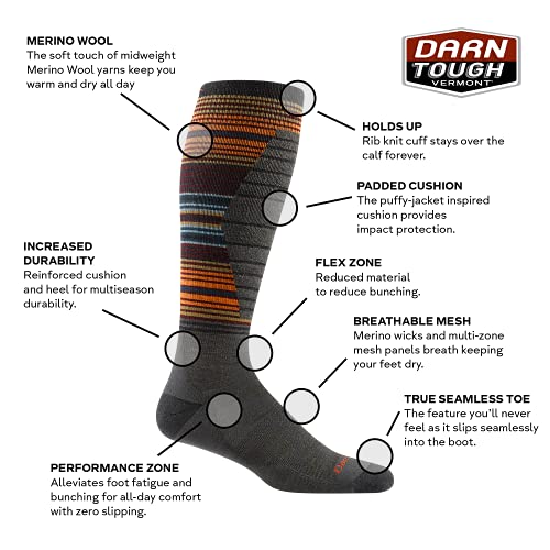 Darn Tough 8016-C-3013-04 Backwoods OTC Lightweight with Cushion w/Padded Shin Charcoal Medium