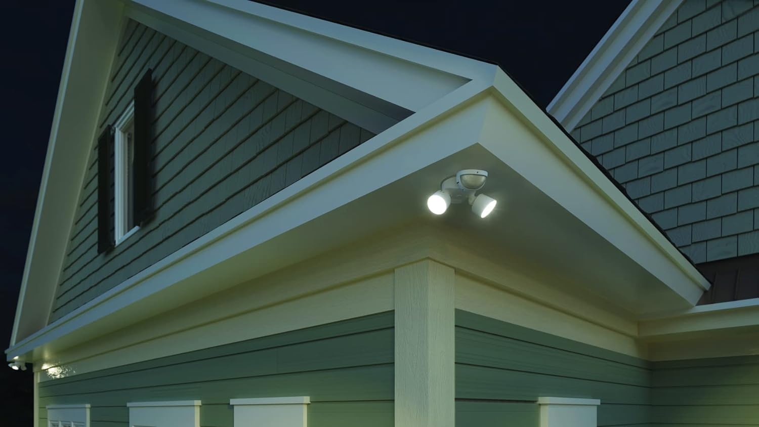 Lithonia Lighting HGX LED 2RH 40K 120 MO WH M2 HomeGuard Security Flood Lights, 4000 Lumens, 2-Light, Photocell Sensor and Motion Detection, White