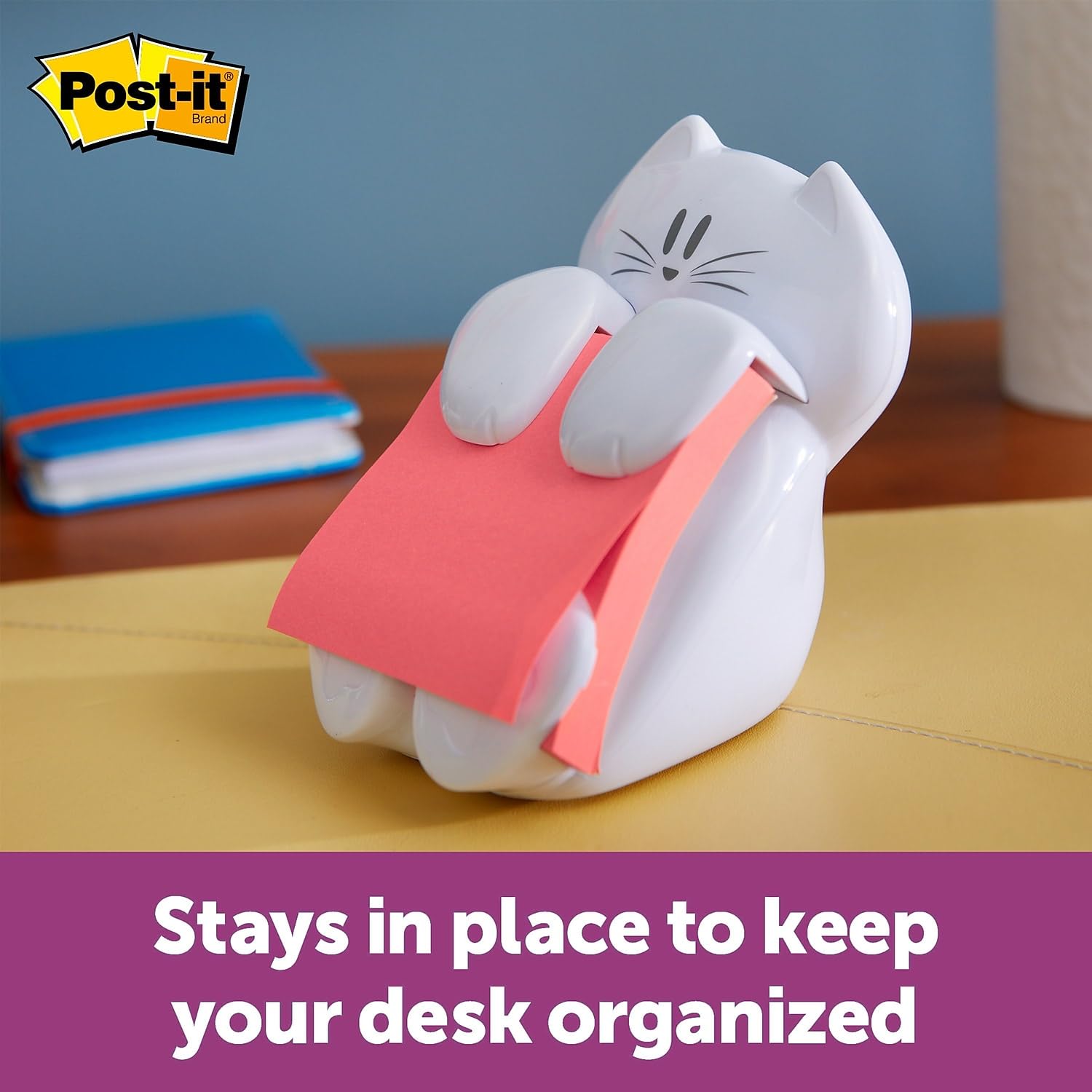 Post-it Pop-up Note Dispenser, Cat design, 3x3 in, 1 Dispenser/Pack (CAT-330) , White