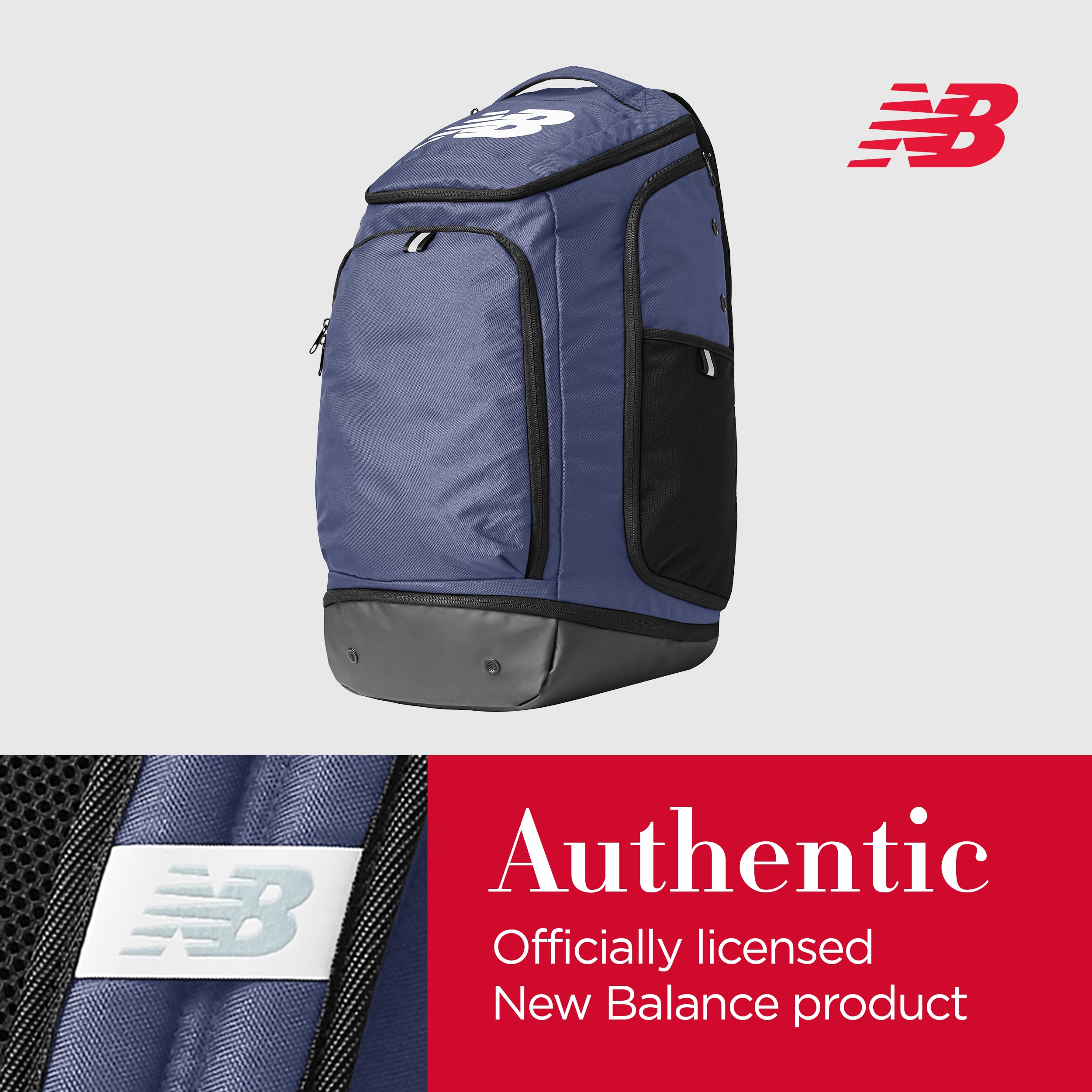 New Balance Sports Backpack, Team Travel Gym Bag for Men and Women, Grey, One Size