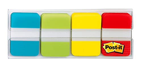 Post-it Tabs, 1 in Solid, Aqua, Lime, Yellow, Red, 22/Color, 88/Dispenser (686-ALYR1IN)