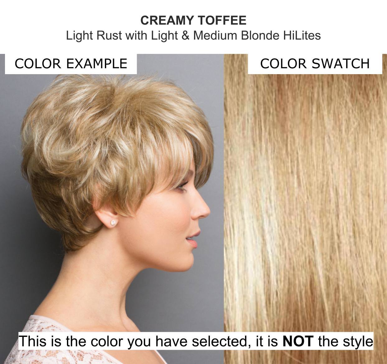 Bundle - 5 Items: Tatum Wig by Amore, Christy's Wigs Q & A Booklet, 2oz Travel Size Wig Shampoo, Wig Cap & Wide Tooth Comb - Color: CREAMY TOFFEE
