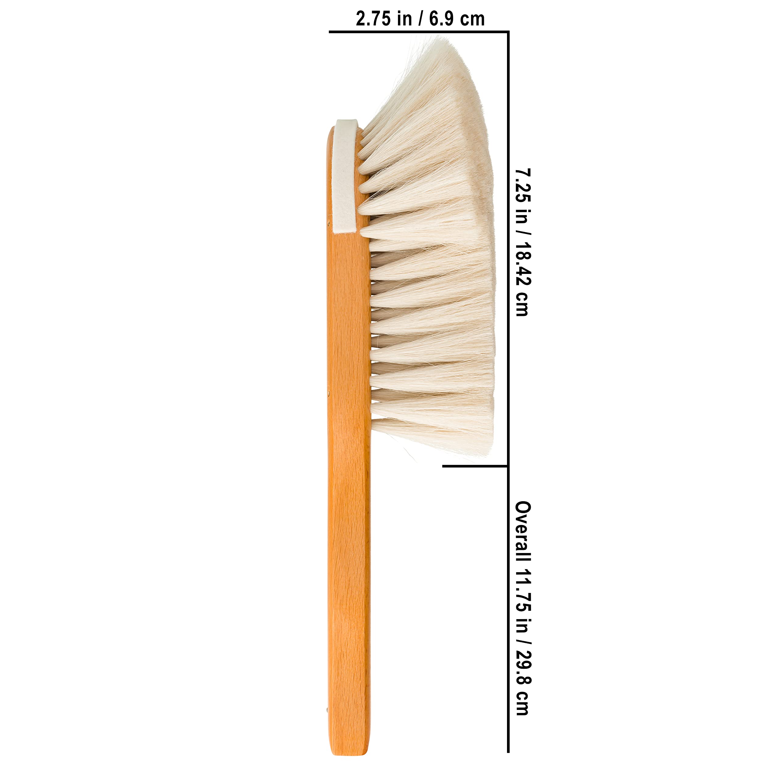 REDECKER S-Shaped Dust Brush with Goat Hair Bristles and Waxed Beechwood Handle, Made in Germany - Dust Brush for Books - Goat Hair Dusting Brush
