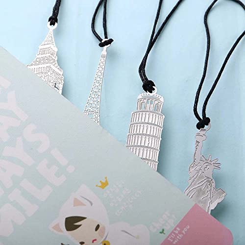 BYBYCD London Eiffel Tower Statue of Liberty Mark Page Metal Bookmark Stationery School Office Supply(Eiffel Tower)