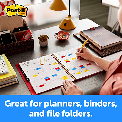 Post-it Tabs, 1 in Solid, Aqua, Lime, Yellow, Red, 22/Color, 88/Dispenser (686-ALYR1IN)