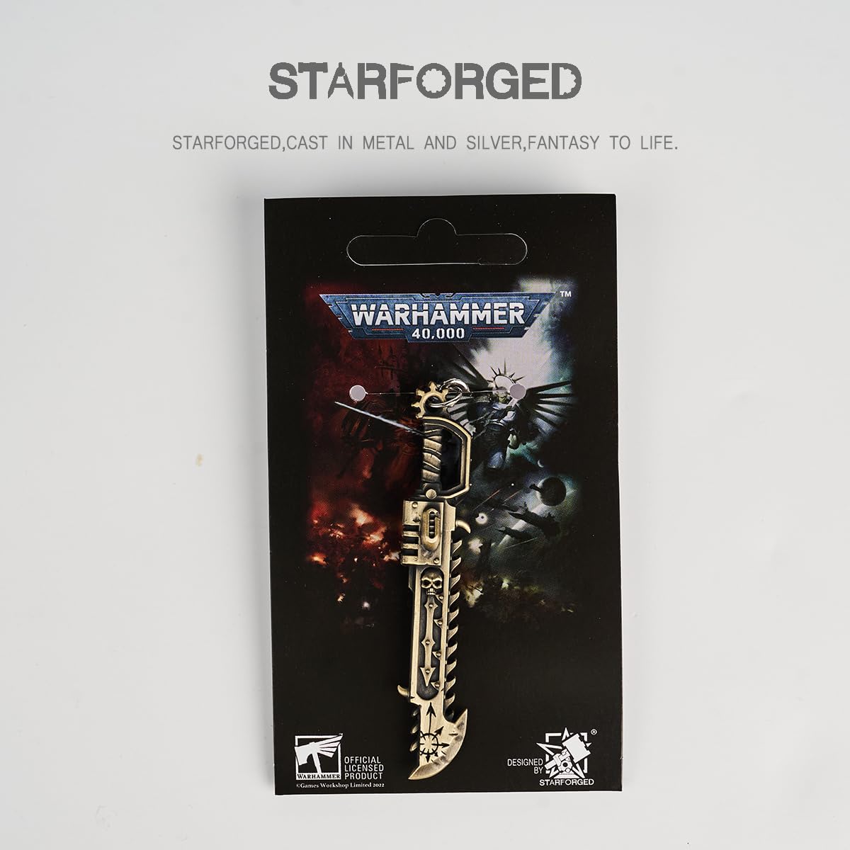 Starforged Warhammer 40000 Master Crafted & Chaos Spacemarine Chainsword 40K Keychain-Chaos
