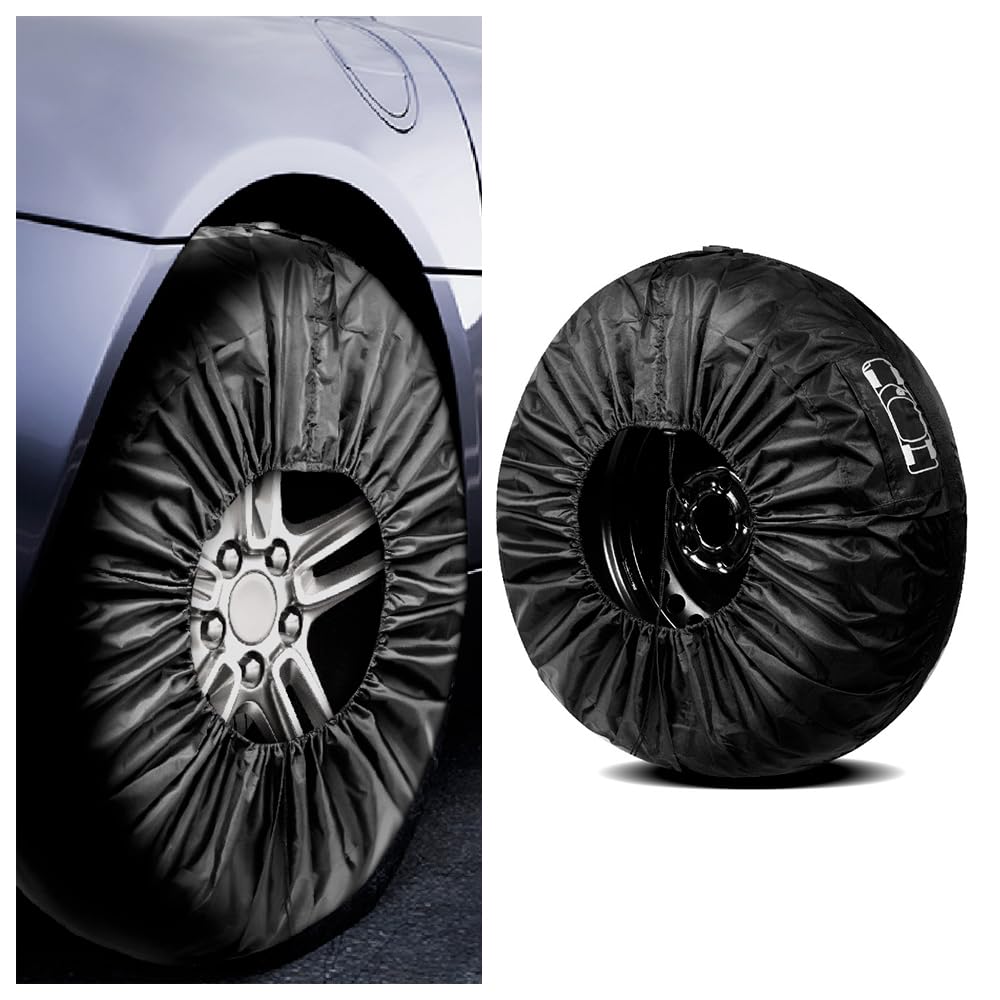 Sun Protection Waterproof Car Spare Tire Cover with Tool Bag Design,Prevent The Spare Tire Wear Aging Snow Tire Storage Bag Travel Accessories for Most Car SUV Truck(Fits for Tire Diameter 17-23inch)