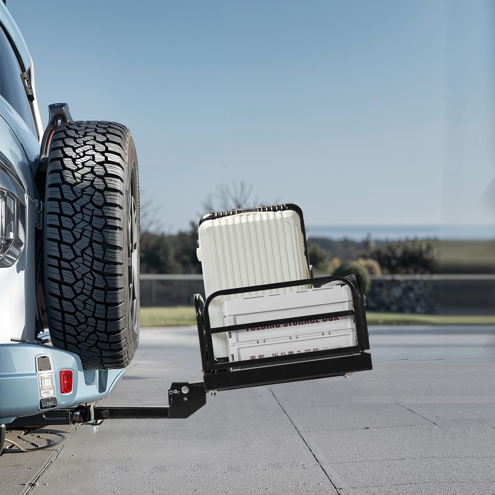 VEVOR 60x24x14 in Hitch Cargo Carrier, 400lbs Capacity Folding Trailer Hitch Mount Cargo Basket, Steel Luggage Carrier Rack Fits 2" Hitch Receiver for SUV Pickup Truck