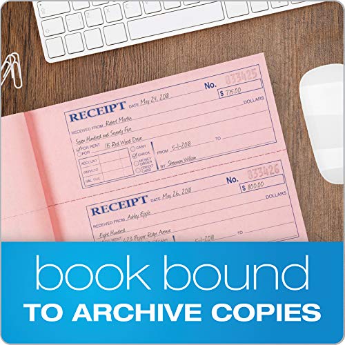 Adams Money and Rent Receipt Books, 3-Part Carbonless, 7-5/8" x 10-7/8", Bound Wraparound Cover, 100 Sets per Book, 4 Receipts per Page, 5 Books per Pack (TC1182-5)