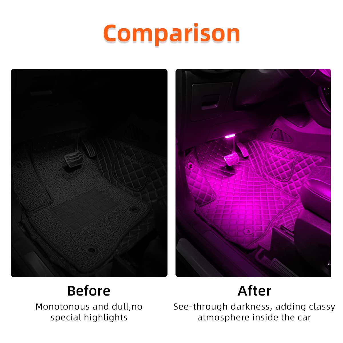 Ziciner 2 PCS Car Led Lights Interior, Super Bright Car Wireless Bulb, USB Rechargeable Auto Led Festoon Bulb, Universal Vehicle Accessories for Cars, Trucks, SUVs, Vans (Colorful, 2 PCS)